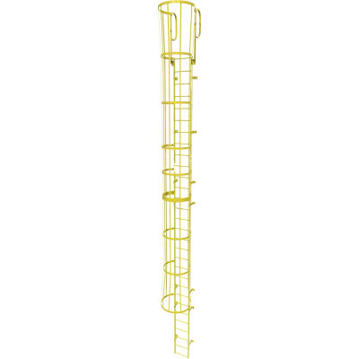 30 Step Steel Caged Walk Through Fixed Access Ladder, Safety Yellow ...