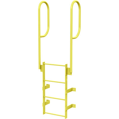 4 Step Steel Walk Through With Handrails Fixed Access Ladder, Yellow ...