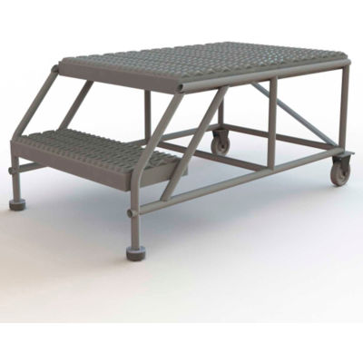 2 Step Mobile Work Platform 24"W x 36"L, No Handrails, Gray - WLWP022436