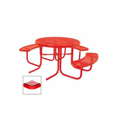 46" Round Picnic Table, ADA Compliant, Diamond Metal, Red