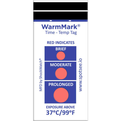SpotSee™ WarmMark® Time Temperature Indicators, 37°C/99°F, 100/Box