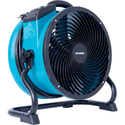 XPOWER Sealed Motor Axial Air Mover, Blower, Fan w/Power Outlets, 1/4 ...