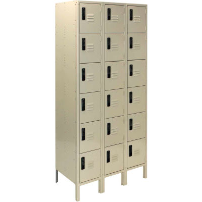 Lyon® 6-Tier 6 Door Electronic Access Locker, 12”Wx18”Dx12”H, Putty ...