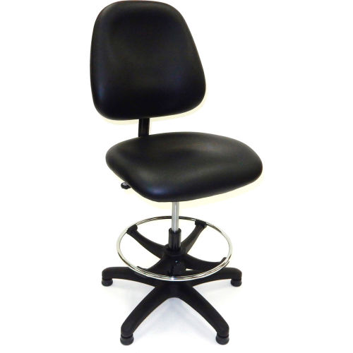 ShopSol Vinyl Workbench Stool - Mid Back - Black