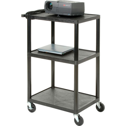 Plastic Audio Visual & Instrument Cart 32 x 24 x 48 Three Shelves