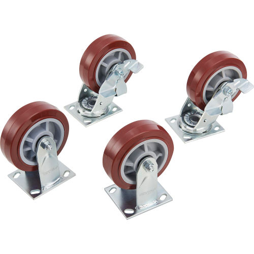 Global Industrial™ 6" Caster Set w/ Brakes for Job Site Boxes, Non ...