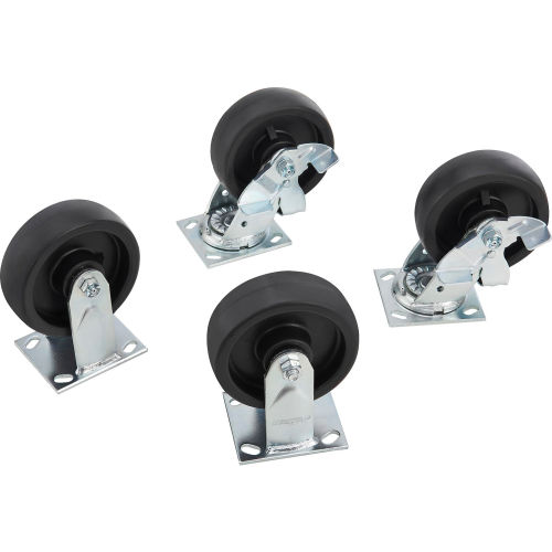Global Industrial™ 6" Caster Set w/ Brakes for Job Site Boxes, HD ...