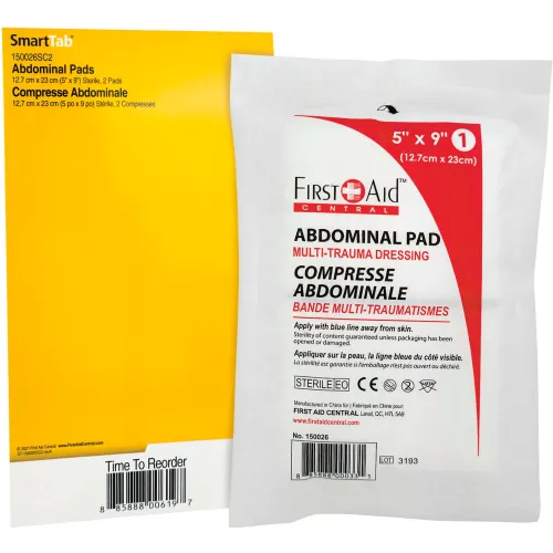 First Aid Central SmartCompliance® Abdominal Trauma Pad, 5"x 9", 2/Bag ...