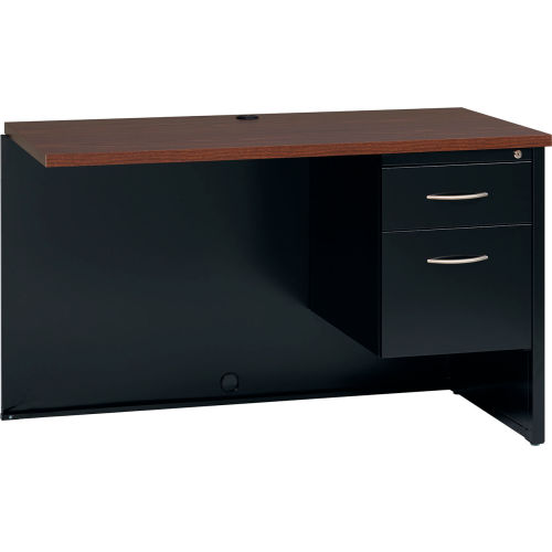 Hirsh Industries® Modular Steel Right Return Desk - 48 x 24 - Black/Walnut
