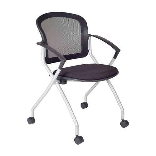 Regency Mesh Back Nesting Chair with Casters - Black