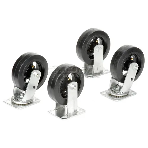 Global Industrial™ 6" x 2" Mold-On Rubber Caster Kit, Set of 4, (2 ...
