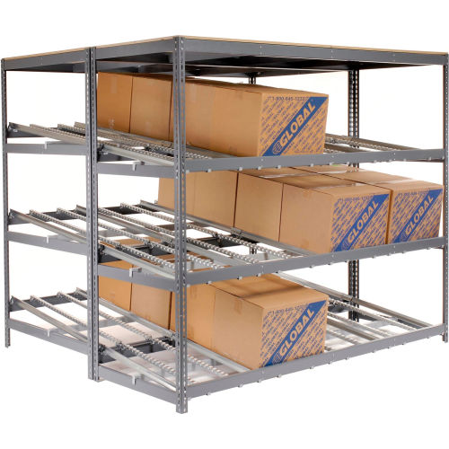 Global Industrial™ Carton Flow Shelving Double Depth 3 LEVEL 96"W x 96 ...