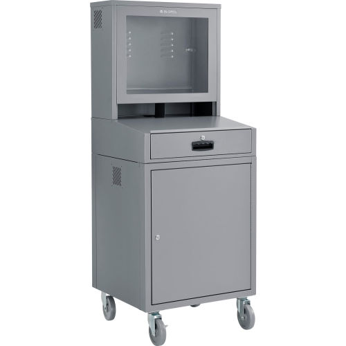Global Industrial™ Mobile LCD Computer Cabinet, Dark Gray, Assembled