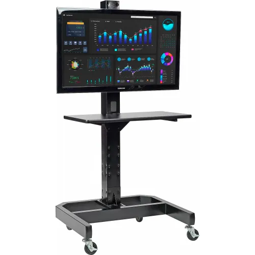 Global Industrial™ LCD/Plasma Mobile Workstation, Black - Zuma