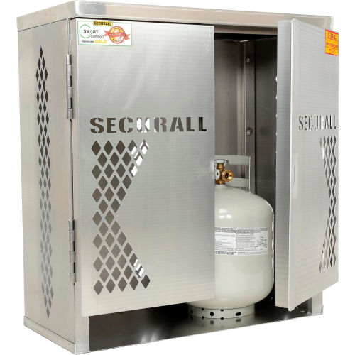 Aluminum Vertical Gas Cylinder Cabinet - 2 Cylinder Capacity, Manual Close