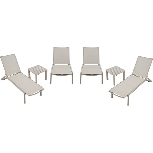 Global Industrial™ Outdoor Table Set, 2 Aluminum Slatted Side Tables ...