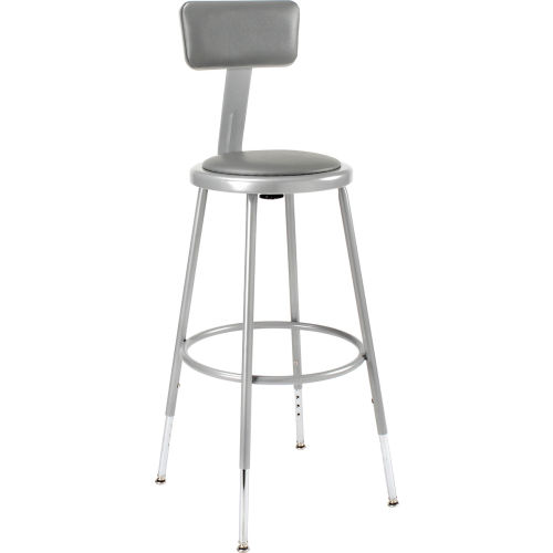 Interion® Steel Shop Stool w/Backrest and Padded Seat - Adjustable ...