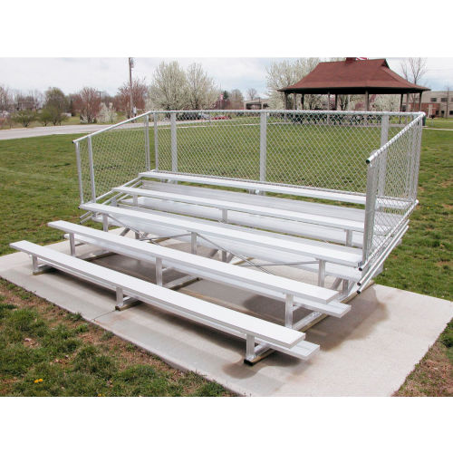 5 Row National Rep Aluminum Bleacher with Guardrails, 15' Long, Single ...