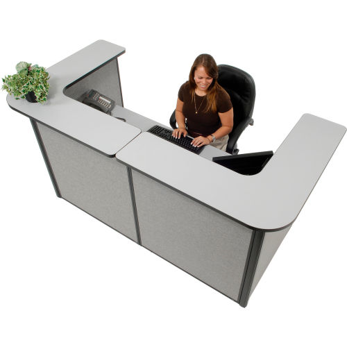 Interion® U-Shaped Reception Station, 88"W x 44"D x 44"H, Gray Counter ...