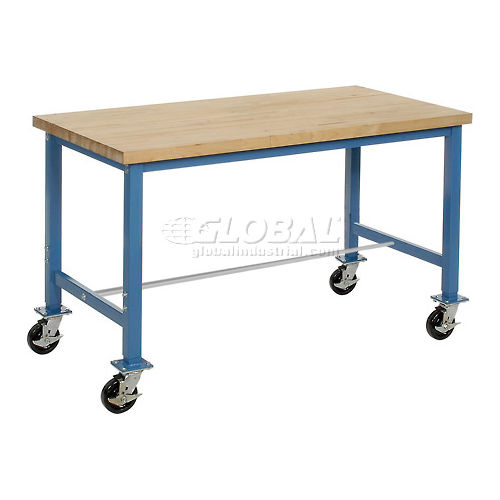 Global Industrial™ Mobile Packing Workbench, Maple Butcher Block Square ...