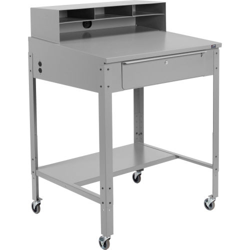 Global Industrial™ Sloped Mobile Shop Desk w/ Pigeonhole Riser, 34-1/2 ...
