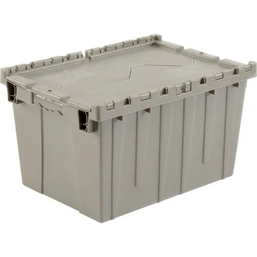 Global Industrial™ Plastic Shipping/Storage Tote w/ Attached Lid, 21-7/ ...
