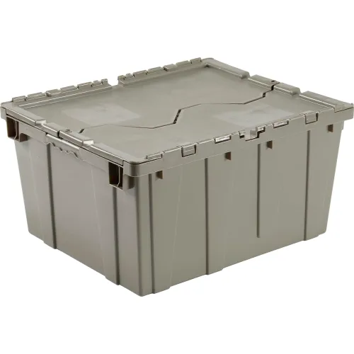 Global Industrial™ Plastic Shipping/Storage Tote w/Attached Lid, 23-3/4 ...