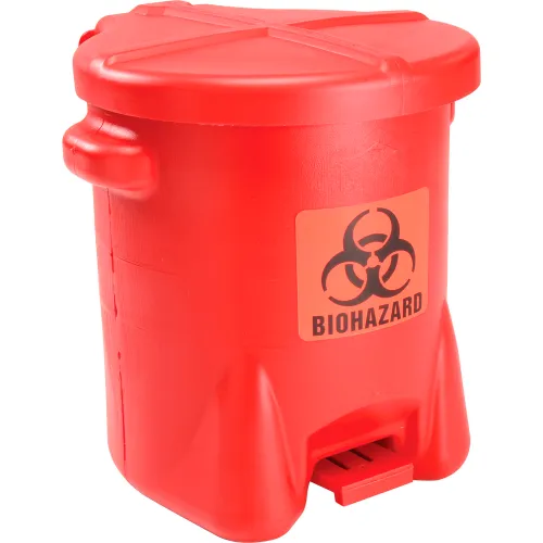 Eagle 14 Gallon Safety Poly Biohazardous Waste Can, Red - 947BIO