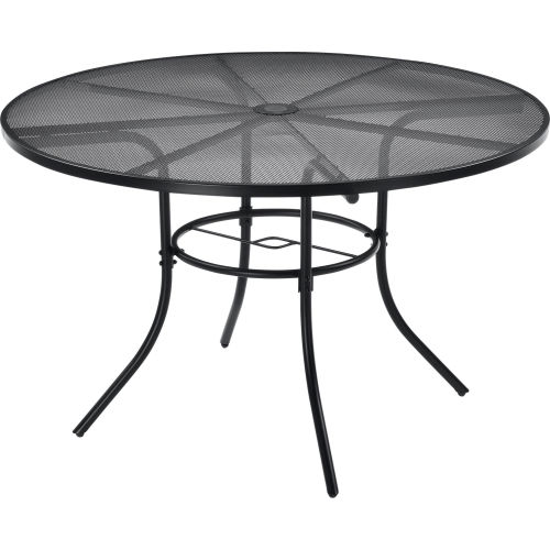 Interion® 48" Round Outdoor Café Table, Steel Mesh, Black