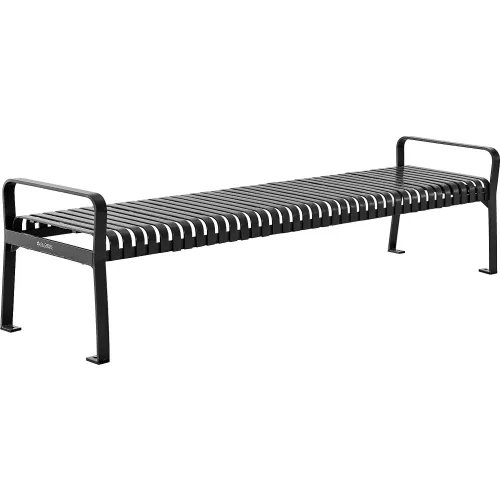 Global Industrial™ 8' Outdoor Bench, Backless, Vertical Steel Slat, Black