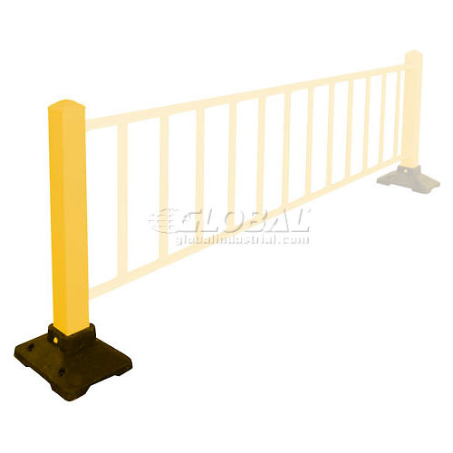 Safety Steel Galvanized Post with Rubber Base 39"H Yellow, Post Only