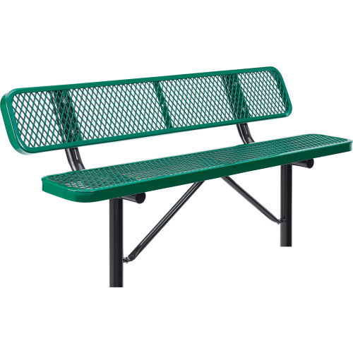 Global Industrial™ 6' Outdoor Steel Bench w/ Backrest, Expanded Metal ...