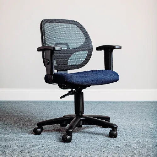 Interion® Mesh Office Chair With Mid Back & Adjustable Arms, Fabric, Blue