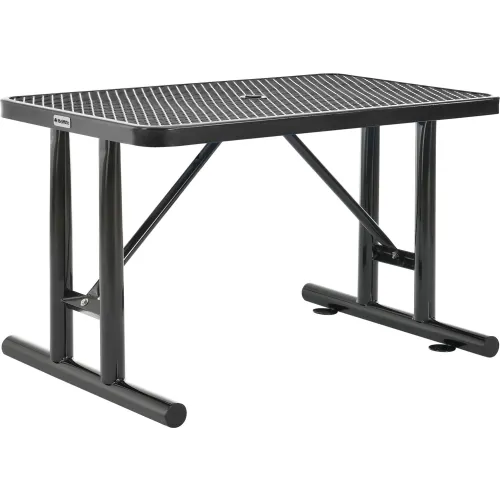 Global Industrial™ 4' Rectangular Steel Picnic Table, Expanded Metal, Black