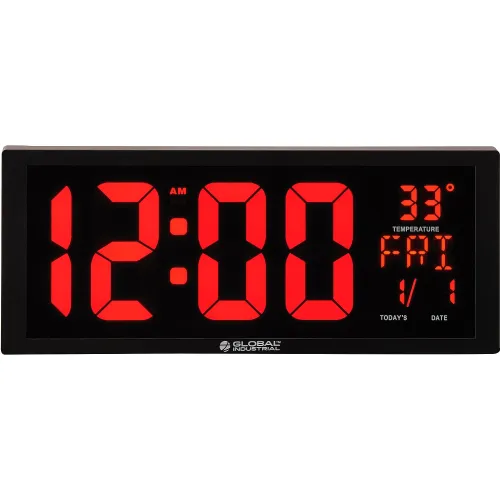 Global Industrial™ 4'' LED Digital Clock, 6" Power Cord with USB