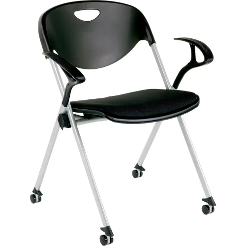 Interion® Plastic Stacking & Nesting Folding Chair with Armrests ...