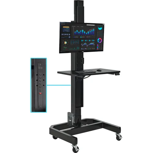 Global Industrial™ Orbit Mobile Height Adjustable Computer Cart with ...