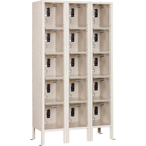 Global Industrial™ 5-Tier 15 Door Clear View Locker, Digital Lock, 36 ...