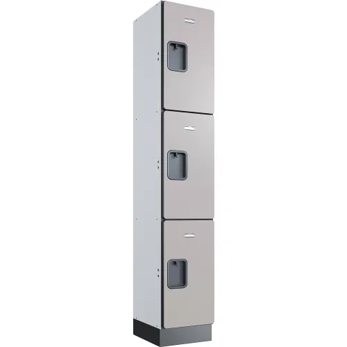 Global Industrial™ 3-Tier 3 Door Wood Locker, 12"W x 15"D x 72"H, Gray ...