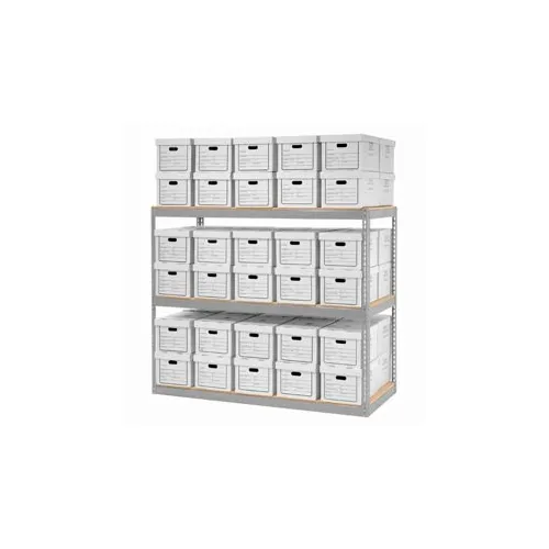 Global Industrial™ Record Storage Rack With Boxes 72"W x 30"D x 60"H - Gray