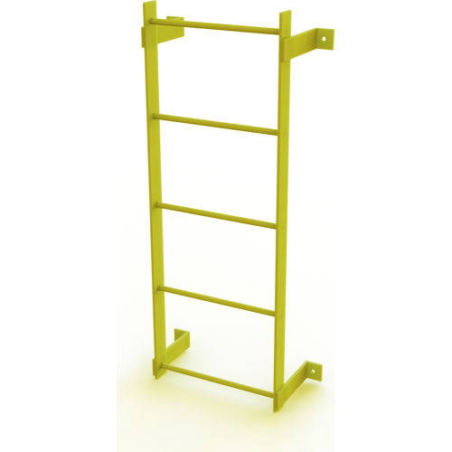 5 Step Steel Standard Uncaged Fixed Access Ladder, Yellow - WLFS0105-Y