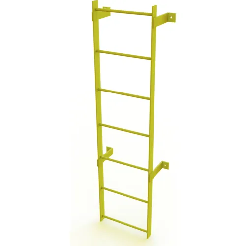 7 Step Steel Standard Uncaged Fixed Access Ladder, Yellow - WLFS0107-Y