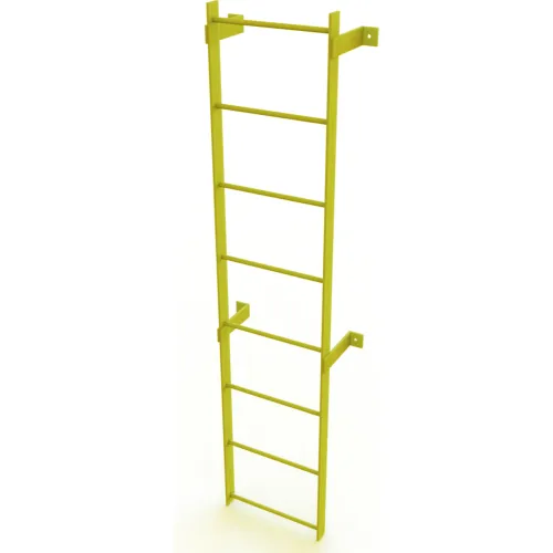 8 Step Steel Standard Uncaged Fixed Access Ladder, Yellow - WLFS0108-Y
