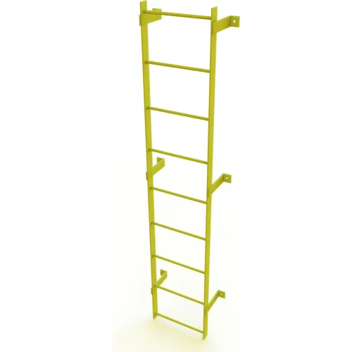 9 Step Steel Standard Uncaged Fixed Access Ladder, Yellow - WLFS0109-Y