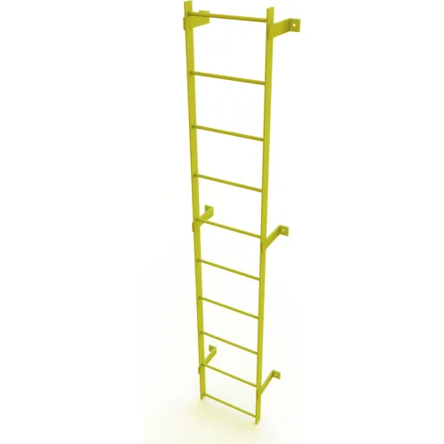 10 Step Steel Standard Uncaged Fixed Access Ladder, Yellow - WLFS0110-Y