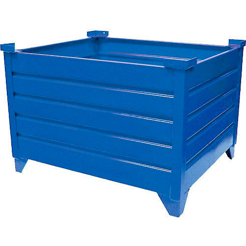 Global Industrial™ Stackable Steel Container, 30"Lx24"Wx18"H, Blue