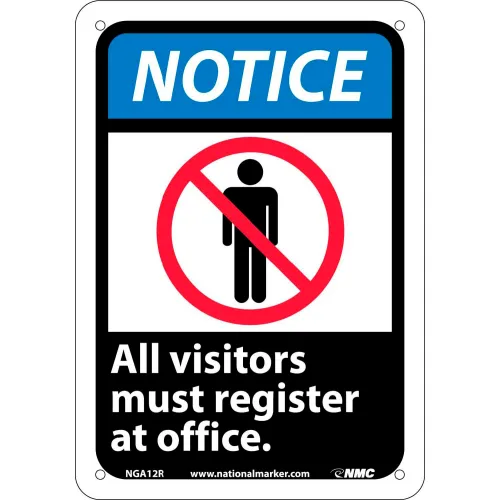Graphic Signs - Notice All Visitors Must Register - Plastic 7"W X 10"H