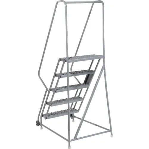 5 Step Steel 24"W Step Tilt And Roll Ladder - Grip Strut Tread - KDTF105242
