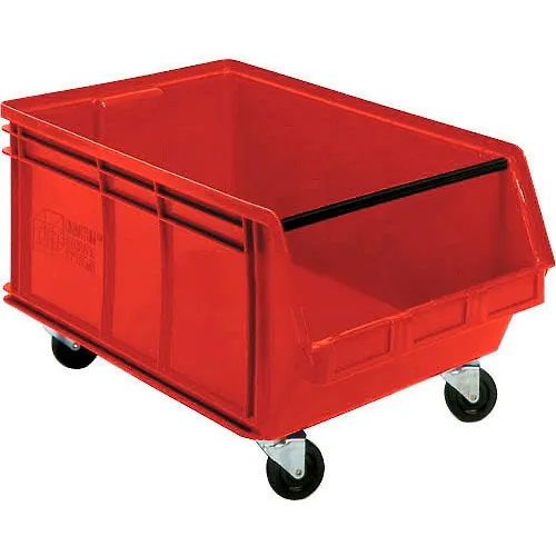 Quantum Mobile Magnum Plastic Stacking Bin, 16-1/2"W x 18"D x 11"H, Red ...