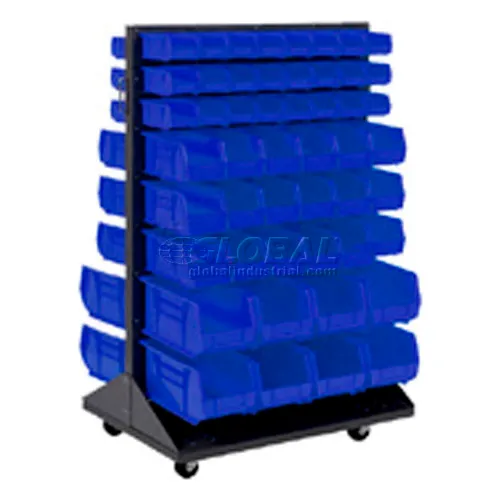 Global Industrial™ Mobile Double Sided Floor Rack - 100 Blue Stacking ...